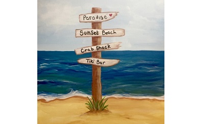 Virtual Paint Nite: Easy Breezy Beach Sign [Class in NYC] @ Yaymaker ...