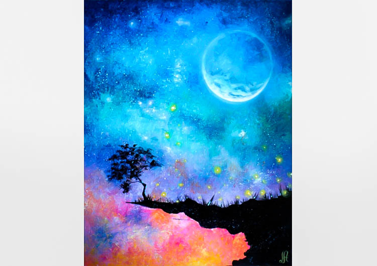 Paint Nite: Dreamy Moonlit Sunset [Class in Los Angeles] @ Yaymaker ...
