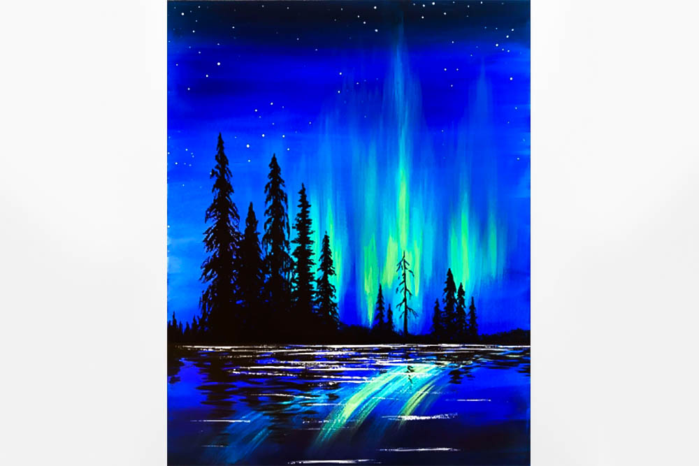 Paint Nite: Northern Lights On The Lake - Painting Classes Chicago ...