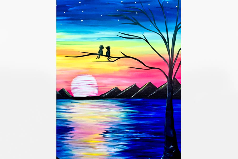 Paint Nite: Rainbow Sunset Lovers [Class in San Francisco] @ Yaymaker ...