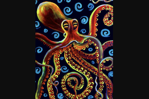 Octo on Black [Class in San Diego] @ Painting & Vino | CourseHorse