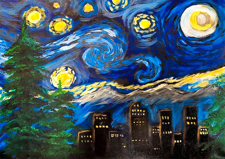 Acrylic Painting: Starry Night Over Denver [Class in Denver] @ Landt ...
